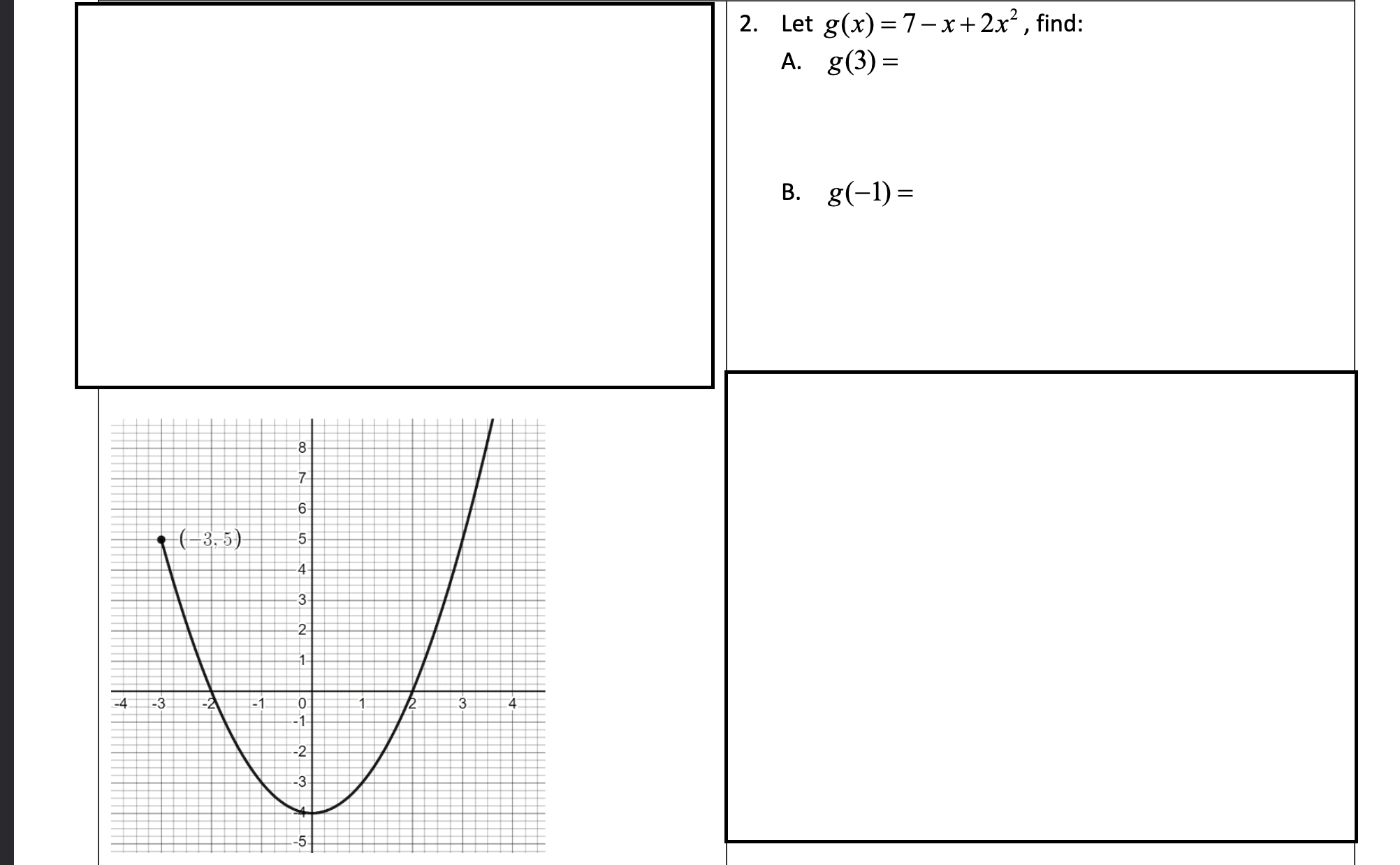 Solved g(x)=7−x+2x2g(3)= g(−1)= | Chegg.com Solved g(x)=7−x+2x2g(3)= g(−1)= | Chegg.com