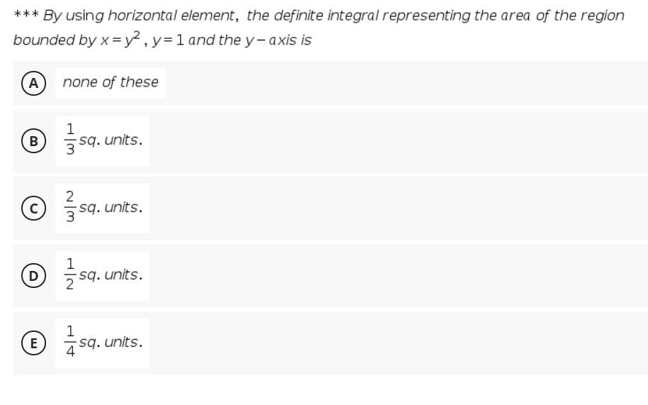Solved *** By using horizontal element, the definite | Chegg.com
