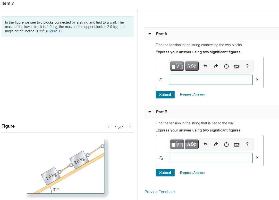 Solved Item 7 In the figure we see two blocks connected by a | Chegg.com