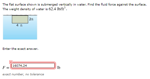 Solved The flat surface shown is submerged vertically in | Chegg.com