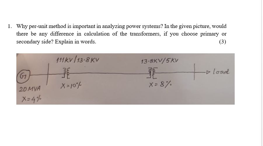 Solved 1. Why per-unit method is important in analyzing | Chegg.com