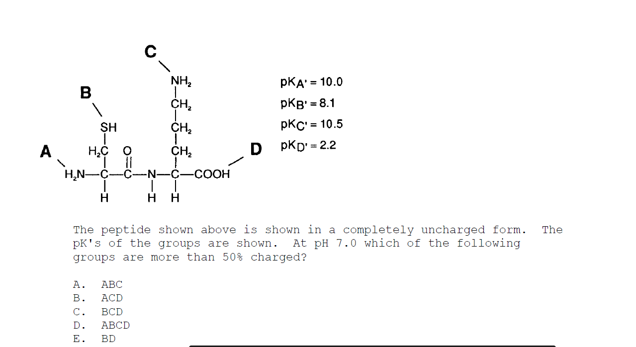 Solved C NH, B 1 CHZ PKA' = 10.0 pkB' = 8.1 pkC' = 10.5 pkp' | Chegg.com