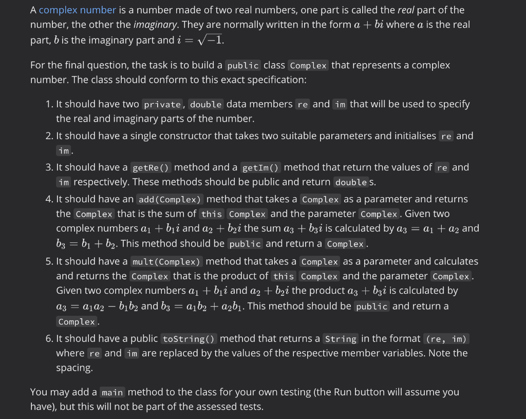 Solved A complex number is a number made of two real | Chegg.com