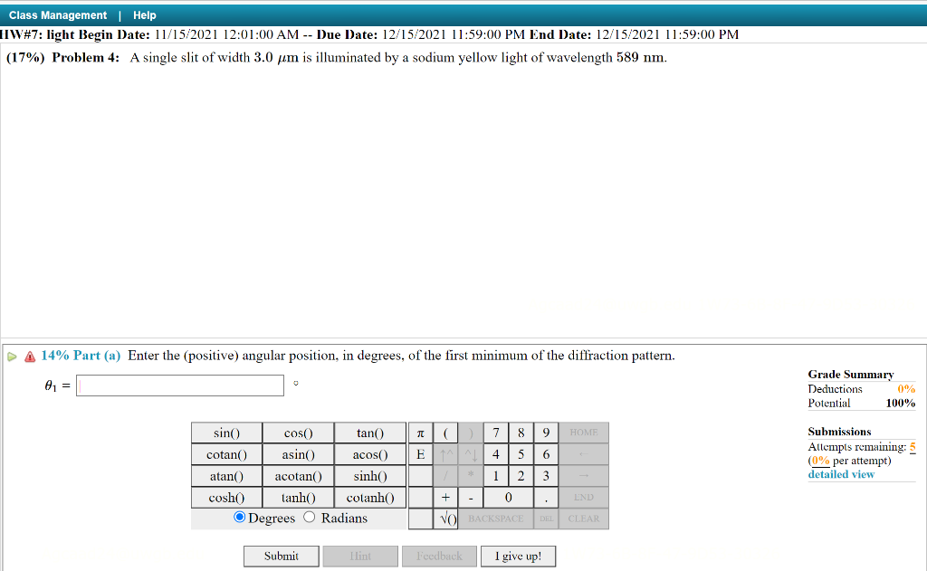 Solved Class Management | Help HW#7: light Begin Date: | Chegg.com