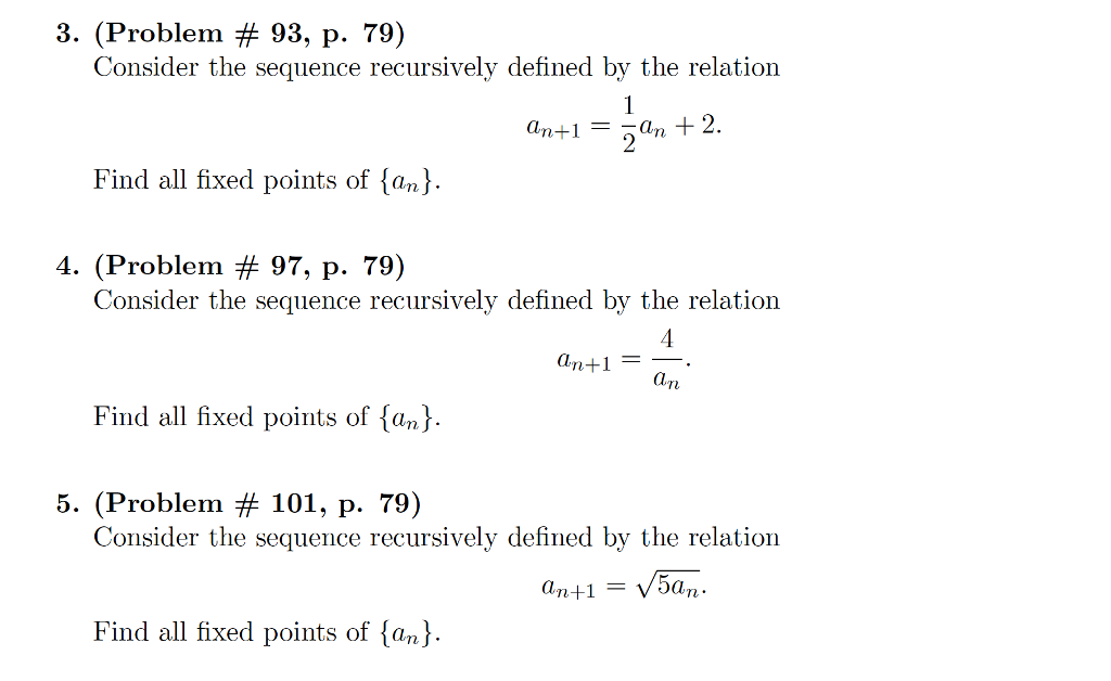 Solved 3. (Problem # 93, p. 79) Consider the sequence | Chegg.com