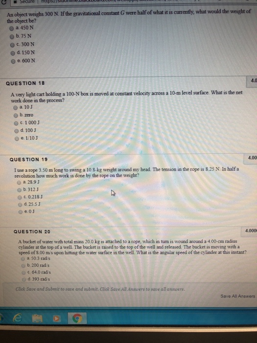 Solved An object weighs 300 N. If the gravitational constant | Chegg.com