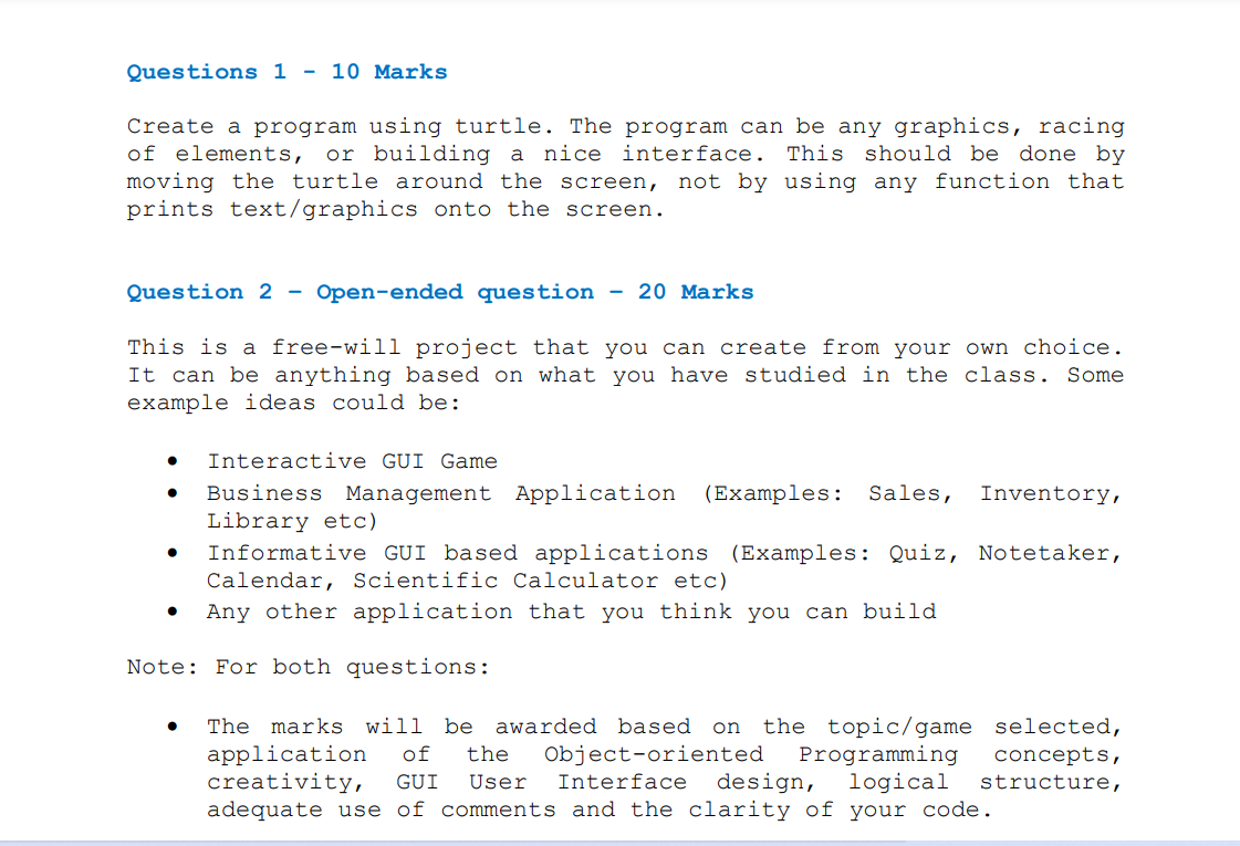 Solved Questions 1−10 Marks create a program using turtle. | Chegg.com