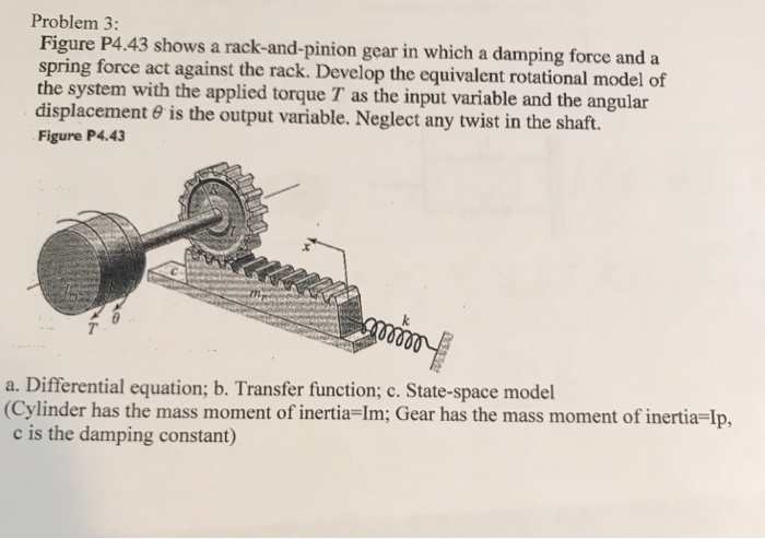 Solved Problem 3: Figure P4.43 shows a rack-and-pinion gear | Chegg.com