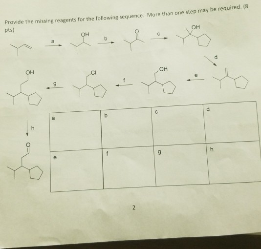 Solved Provide the missing reagents for the following | Chegg.com