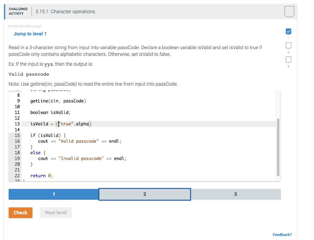 Solved \begin{tabular}{l|l} CHALLEIVGE & 3.15.1: Character | Chegg.com