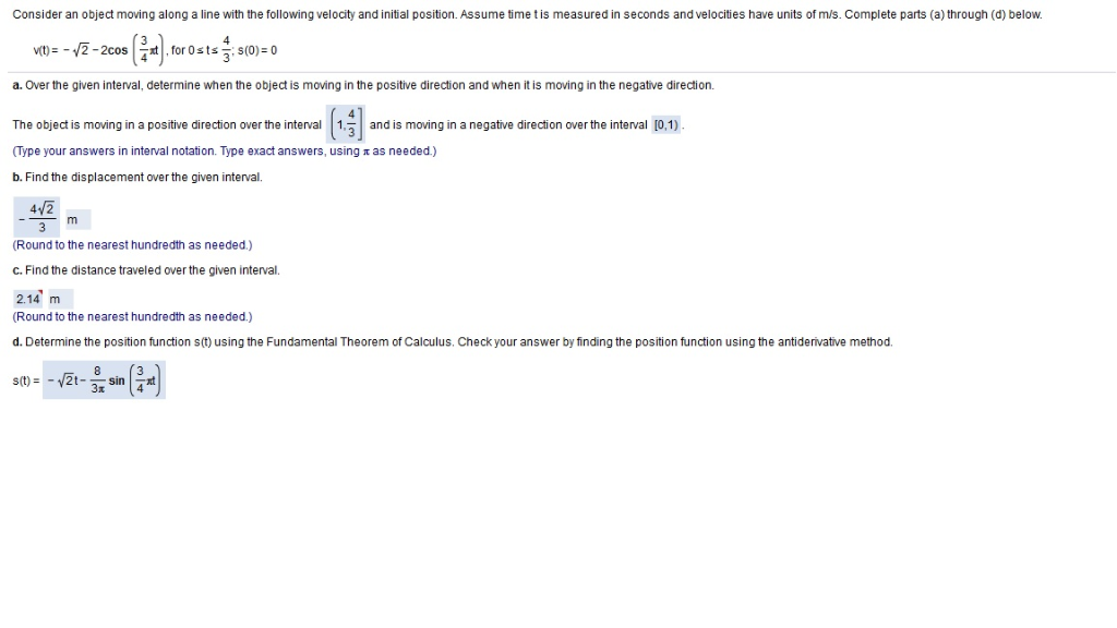 Solved Consider An Object Moving Along A Line With The
