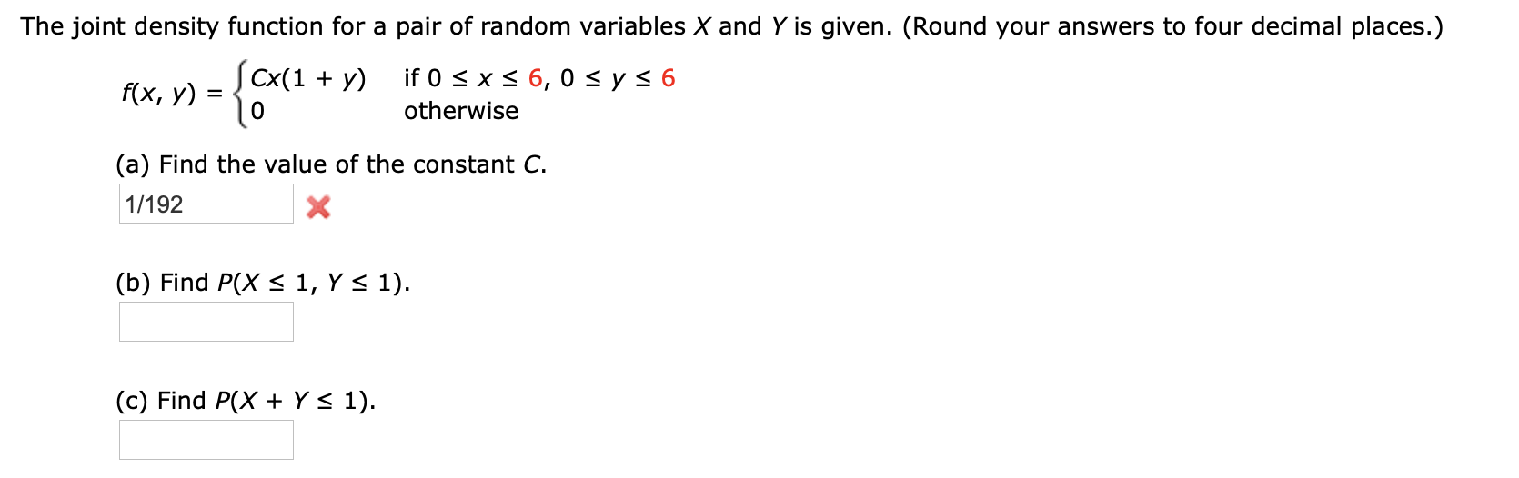 Solved The joint density function for a pair of random | Chegg.com