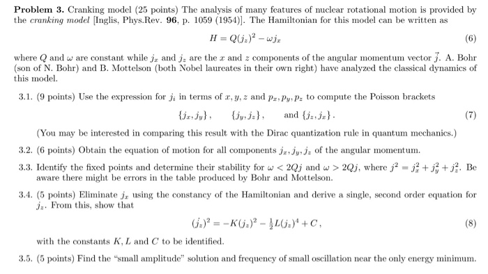 Solved Problem 3. Cranking model (25 points) The analysis of | Chegg.com