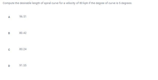 Solved Compute the desirable length of spiral curve for a | Chegg.com