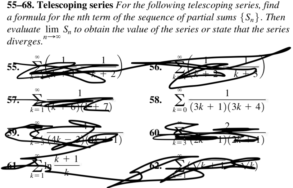 Solved 55-68. Telescoping series For the following | Chegg.com