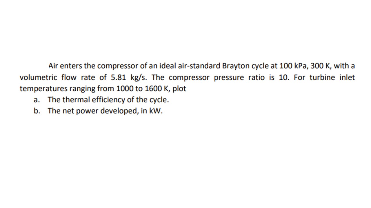 Solved Air enters the compressor of an ideal air-standard | Chegg.com