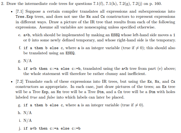 2. Draw the intermediate code trees for questions | Chegg.com