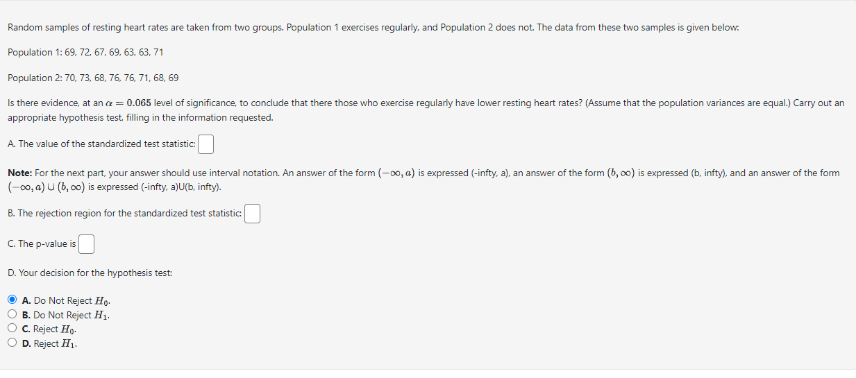 Solved Population 1: 69,72,67,69,63,63,71 Population 2: | Chegg.com