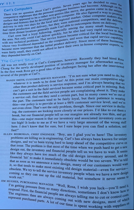 Solved 11.1 Carl's Computers There was no question about | Chegg.com