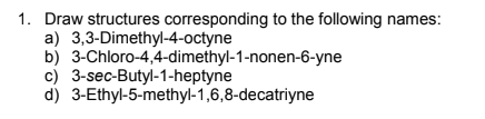 Solved 1. Draw structures corresponding to the following | Chegg.com