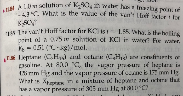 Solved m solution of K2SO4 in water has a freezing point of | Chegg.com