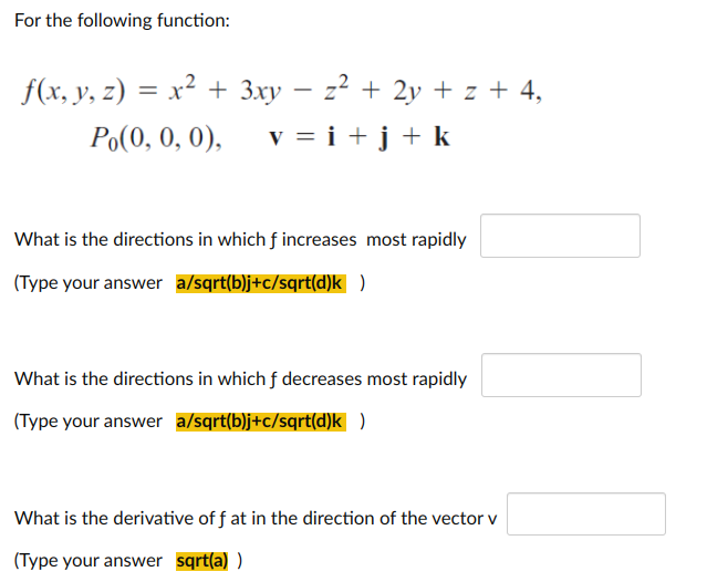 Solved For the following function: | Chegg.com
