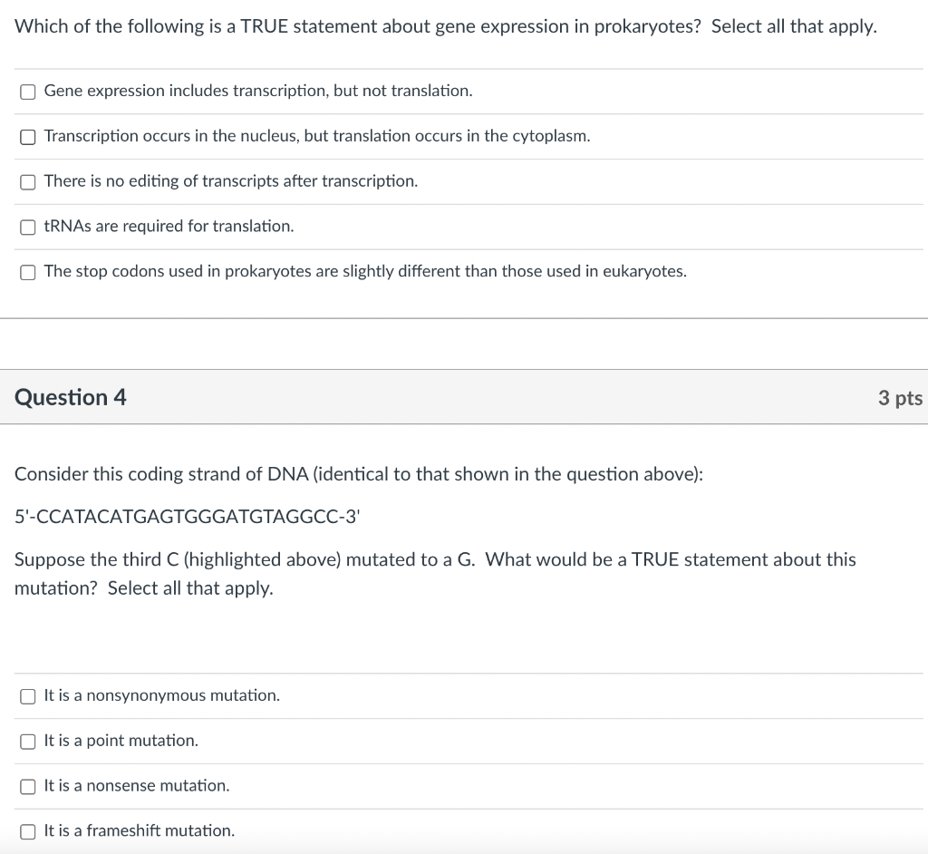 Solved Gene expression includes transcription, but not | Chegg.com