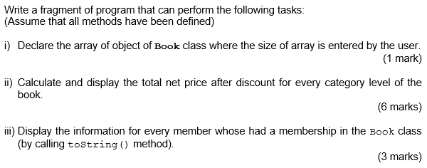 Solved Write a fragment of program that can perform the | Chegg.com