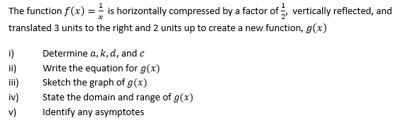 Solved The function f(x)=x1 is horizontally compressed by a | Chegg.com