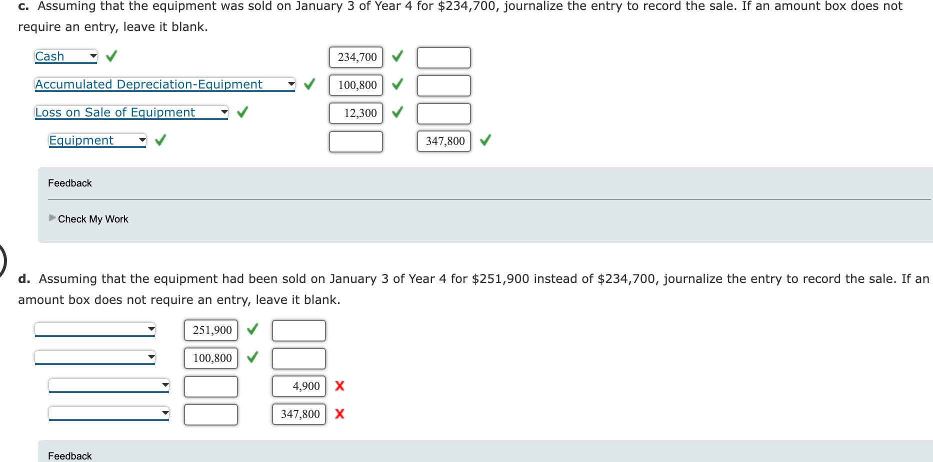 Solved d. Assuming that the equipment had been sold on | Chegg.com