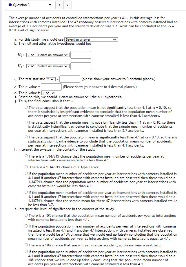 Solved The average number of accidents at controlled | Chegg.com
