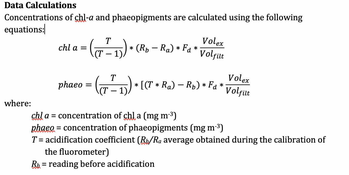 Solved Chlorophyll-a measurements will be in units of mg | Chegg.com