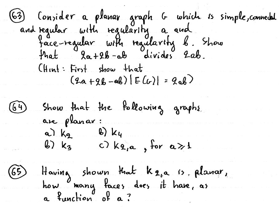 Solved (63) ﻿Consider a planar graph G ﻿which is simple, | Chegg.com