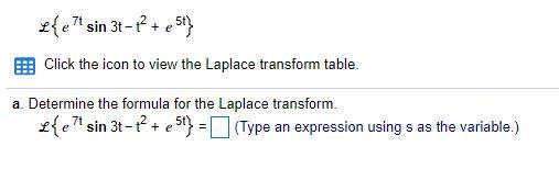Solved {{et sin 3t-R+ 25t} Click the icon to view the | Chegg.com