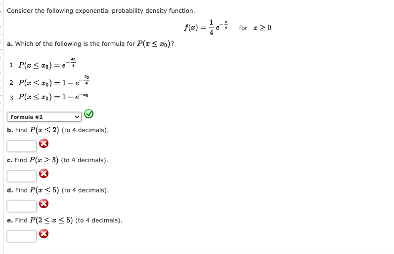 Solved Consider the following exponential probability | Chegg.com