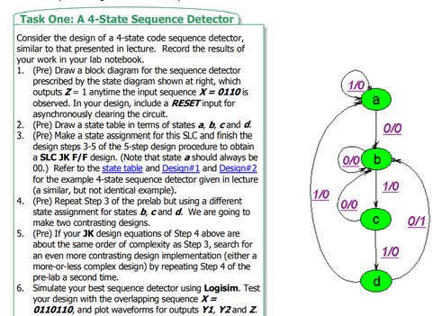 Task One: A 4-State Sequence Detector Consider the | Chegg.com