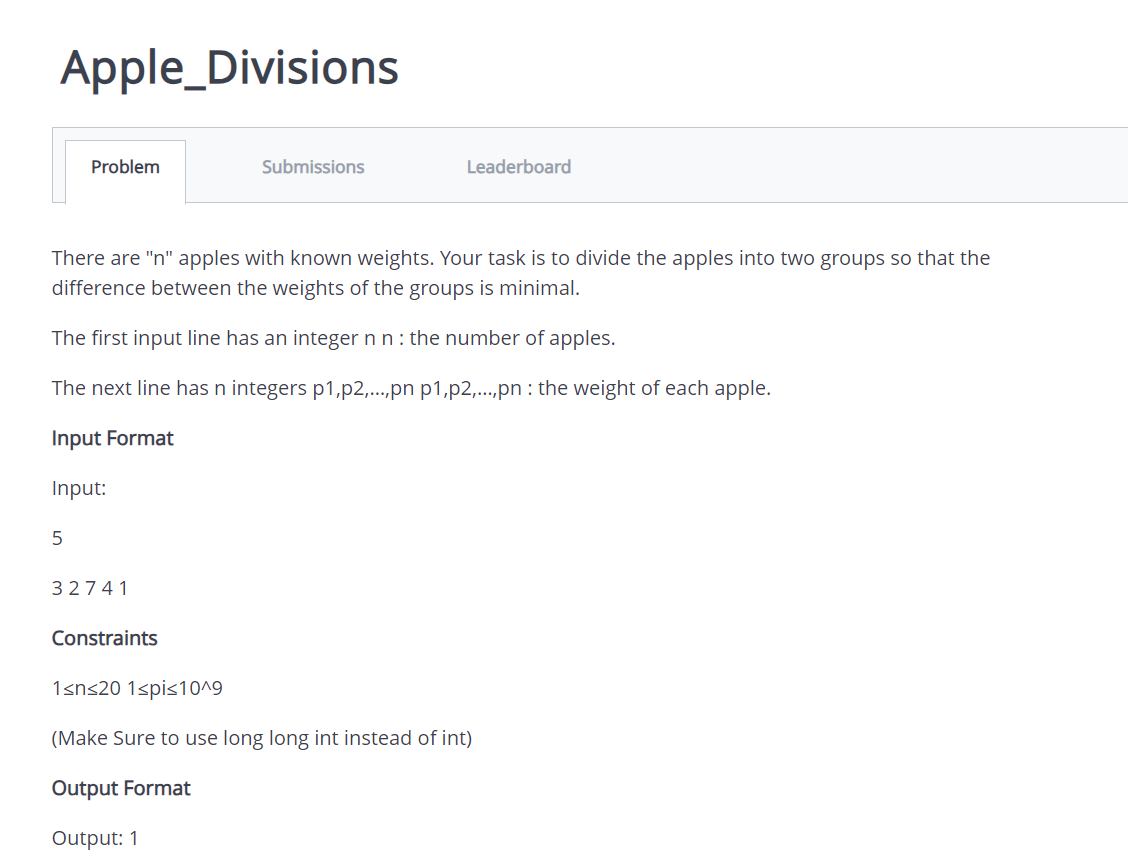 Solved Apple_Divisions There are "n" apples with known | Chegg.com