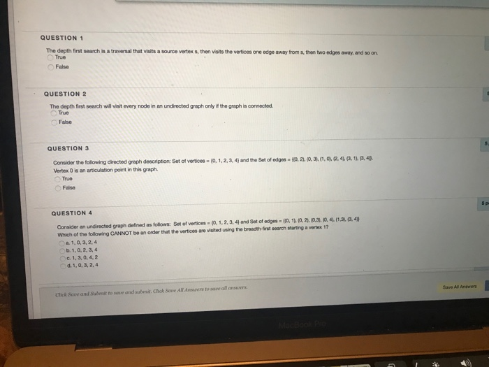 Solved QUESTION 1 The depth first search is a traversal that | Chegg.com