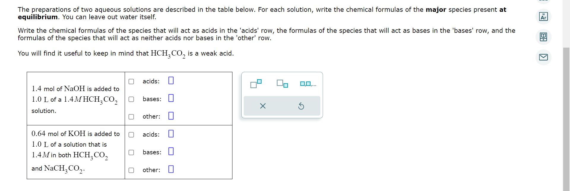 Solved The preparations of two aqueous solutions are | Chegg.com