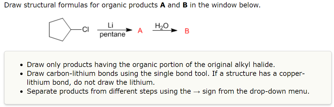 Solved raw structural formulas for organic products A and B | Chegg.com
