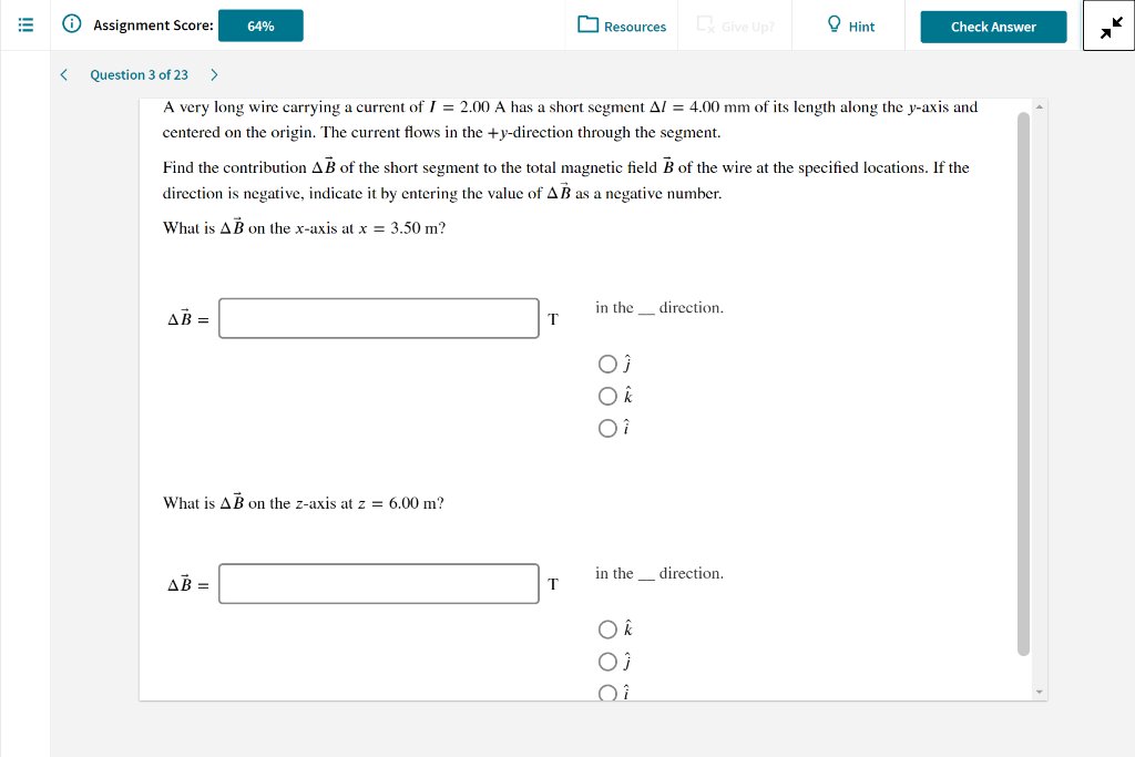 Solved Assignment Score: 64% Resources I Give Up? Hint Check | Chegg.com