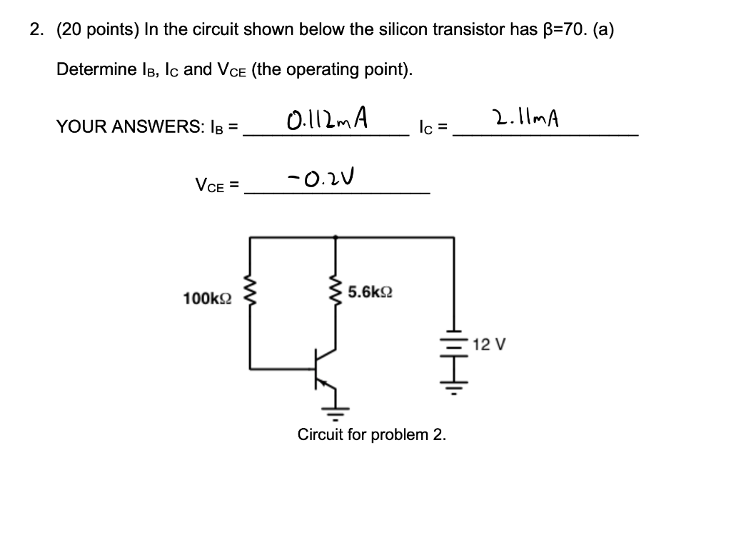 Solved 2. (20 points) In the circuit shown below the silicon | Chegg.com