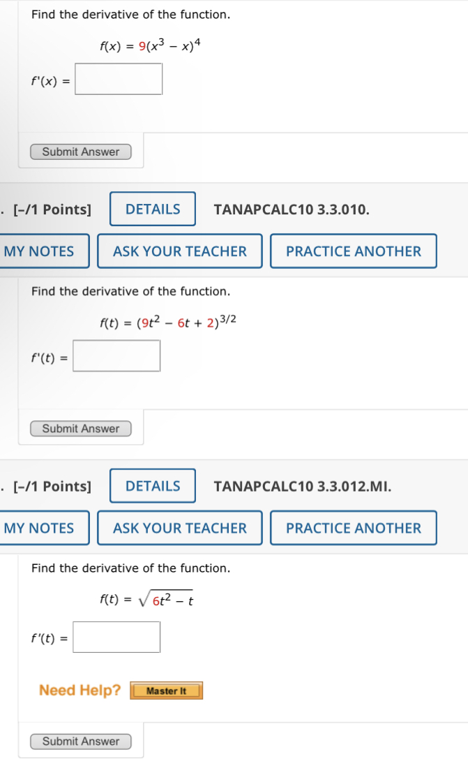 Solved Find the derivative of the function. | Chegg.com