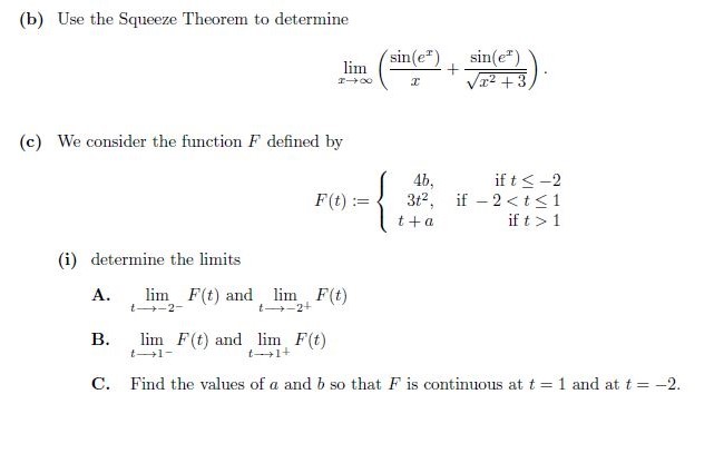 Solved (b) ﻿Use the Squeeze Theorem to | Chegg.com