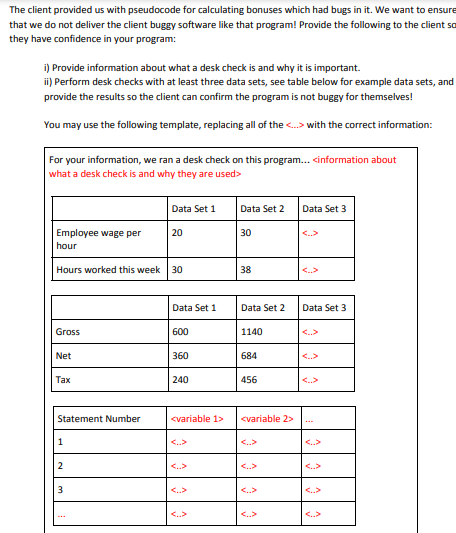 Solved The client provided us with pseudocode for | Chegg.com