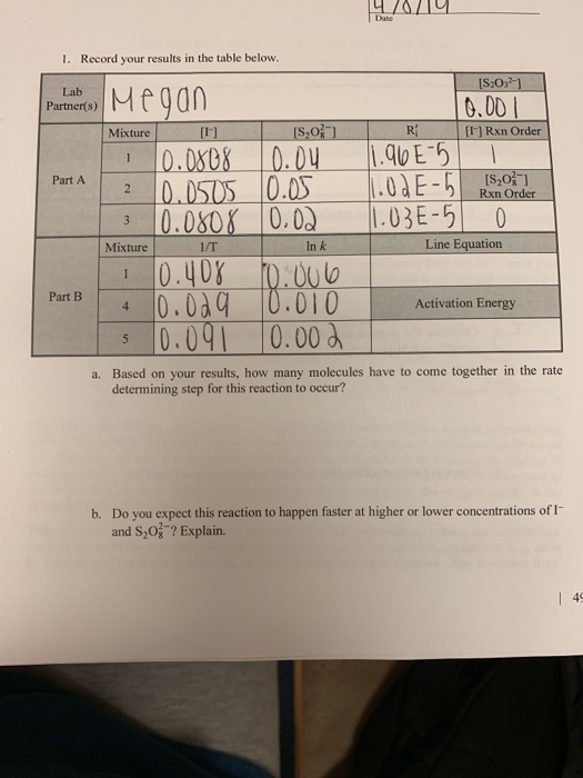 Solved Date 1. Record your results in the table below. Lab | Chegg.com