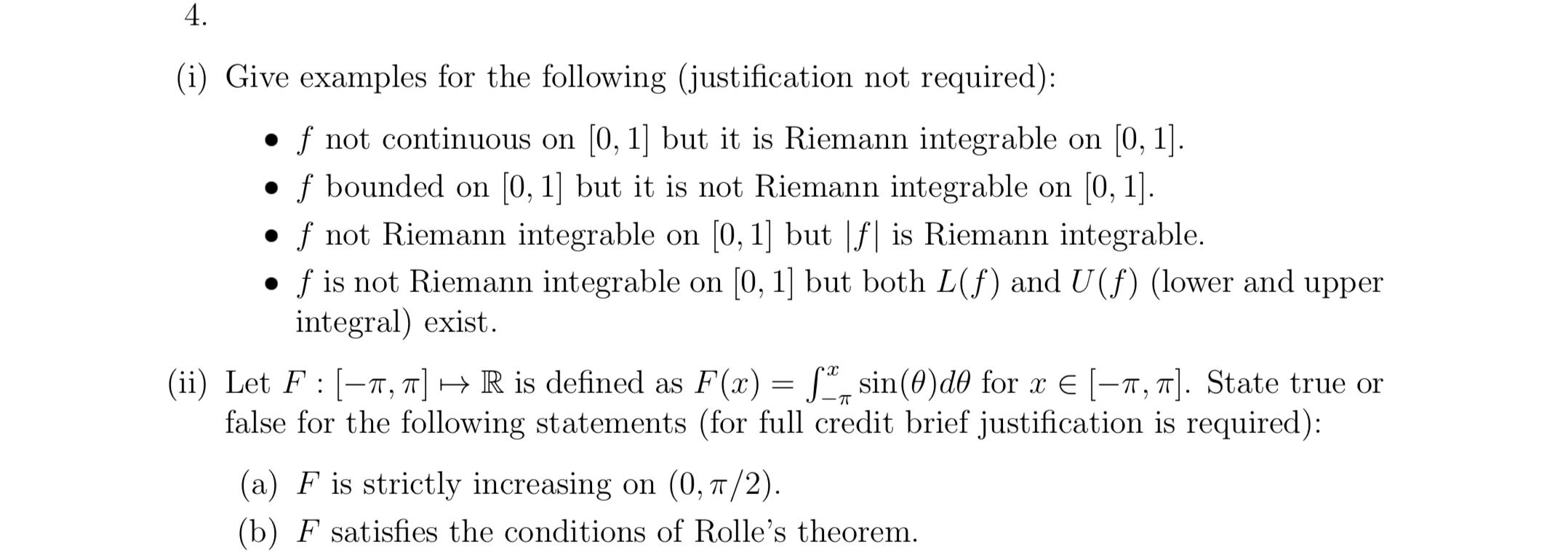 Solved 4. > 2 > > (i) Give examples for the following | Chegg.com