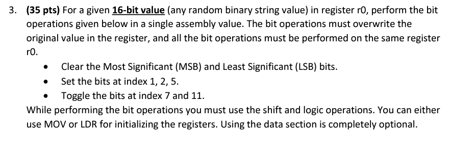 Solved operations given below in a single assembly value. | Chegg.com