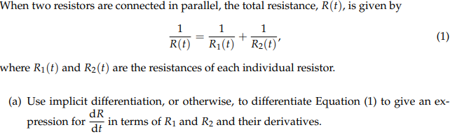 Solved R(t)1=R1(t)1+R2(t)1 where R1(t) and R2(t) are the | Chegg.com