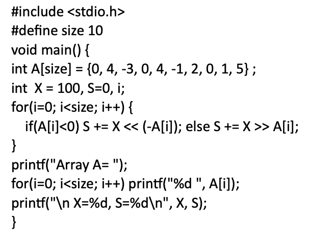 Solved Include Define Size 10 Void Main Int A Size 